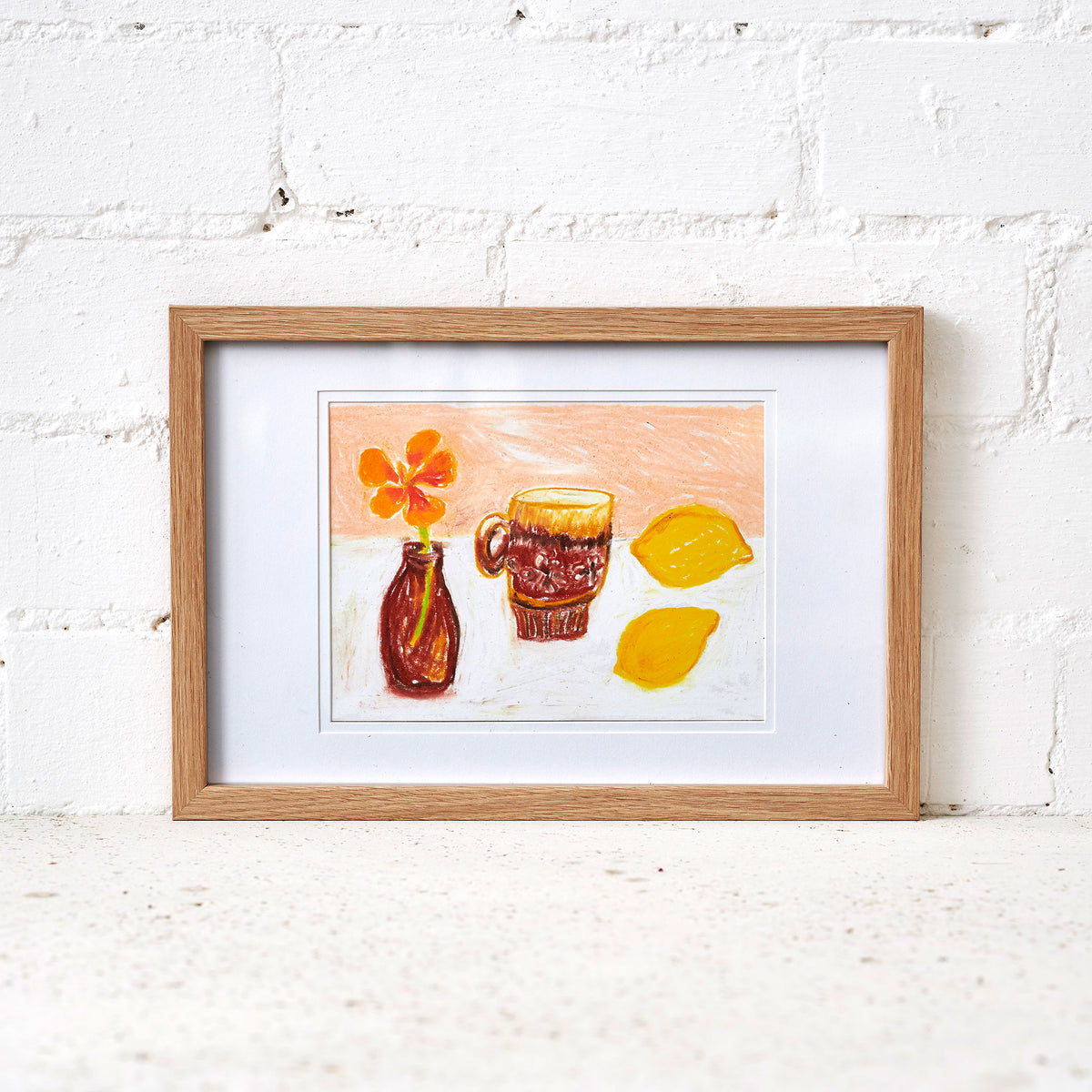 Original Oil Pastel Drawing by Sally Garrett - Vintage coffee cup, nas ...